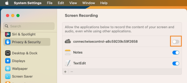 Enabling ScreenConnect on MacOS - Generation IX